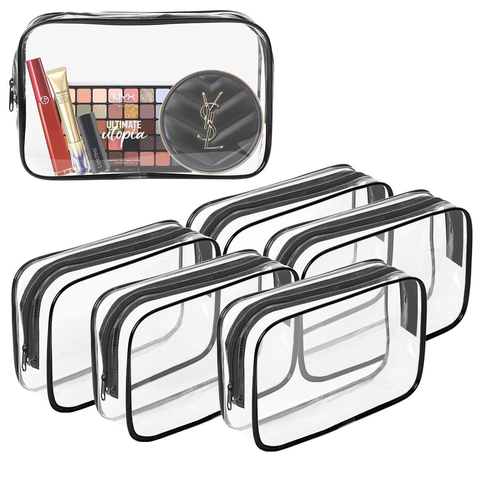 AURUZA TSA Approved Toiletry Bag Portable Cosmetic Makeup Bag for Vacation, Bathroom and Organizing(Large) (clear) (clear)