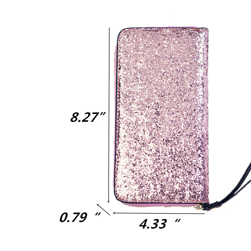 FuSi Sequined Wallet Casual 2-Fold Long Coin Purse for Gift (Black)