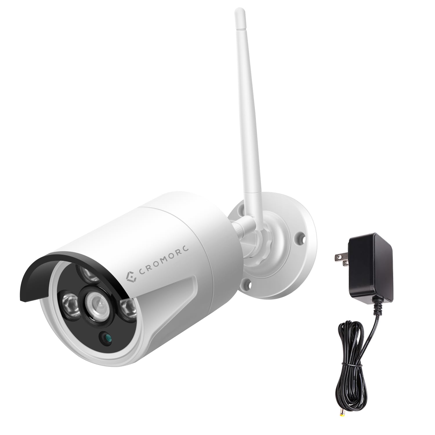 Cromorc 5MP Surveillance Bullet Camera Weatherproof Outdoor Indoor 3.6mm Lens IR Cut Day&Night Vision with 5DB Antenna with Bracket with Power Adapter Built-in Microphone