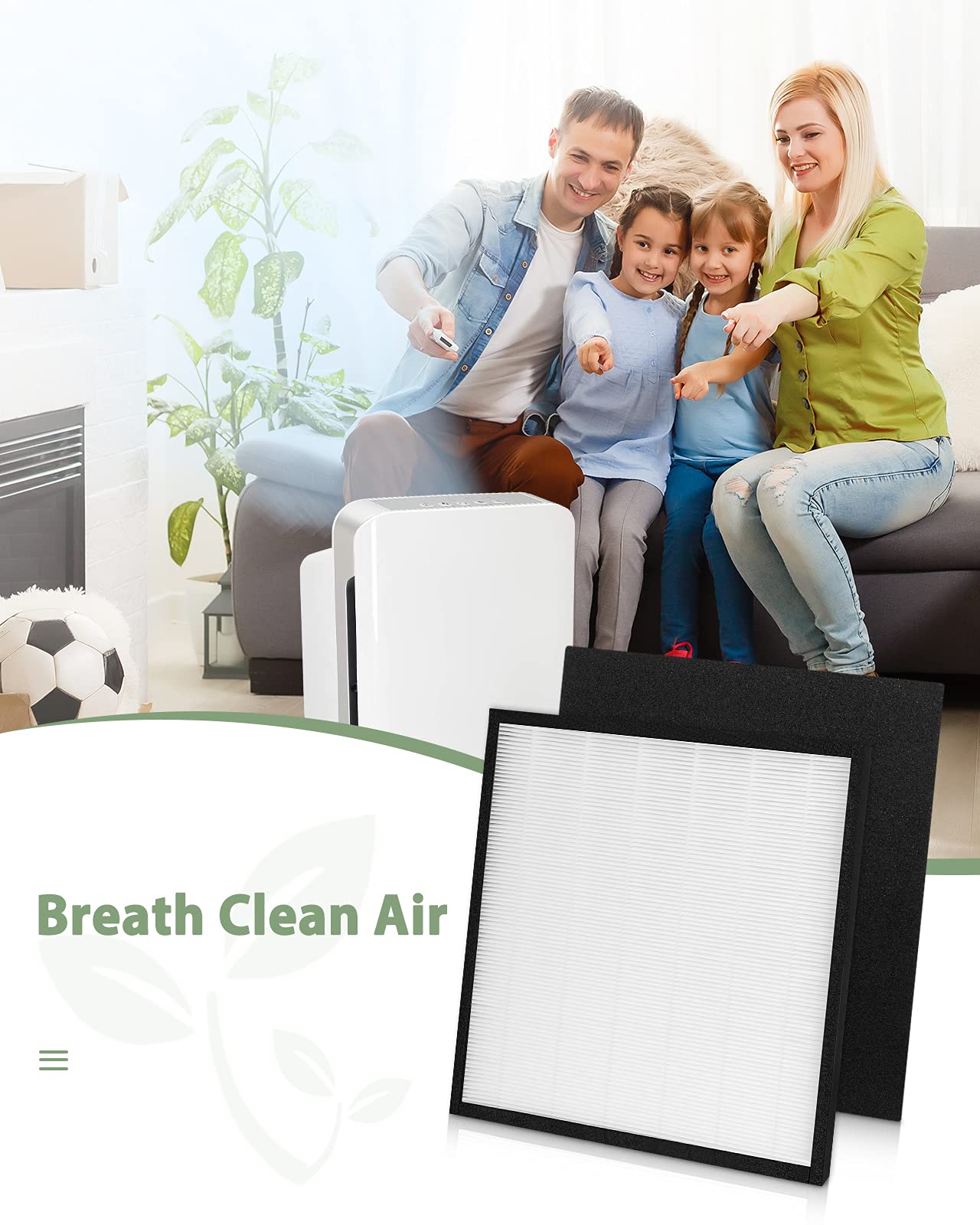 Future Way 2-Pack FLT5900 Filter J Compatible with Germ Guardian AC5900WCA Air Purifier, with 4 Carbon Filters, Part# FLT5900