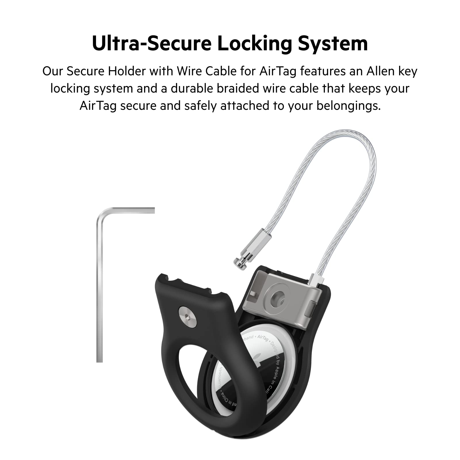 Belkin Apple AirTag Secure Holders with Wire Cable (2-Pack) - Durable, Scratch-Resistant AirTag Cases