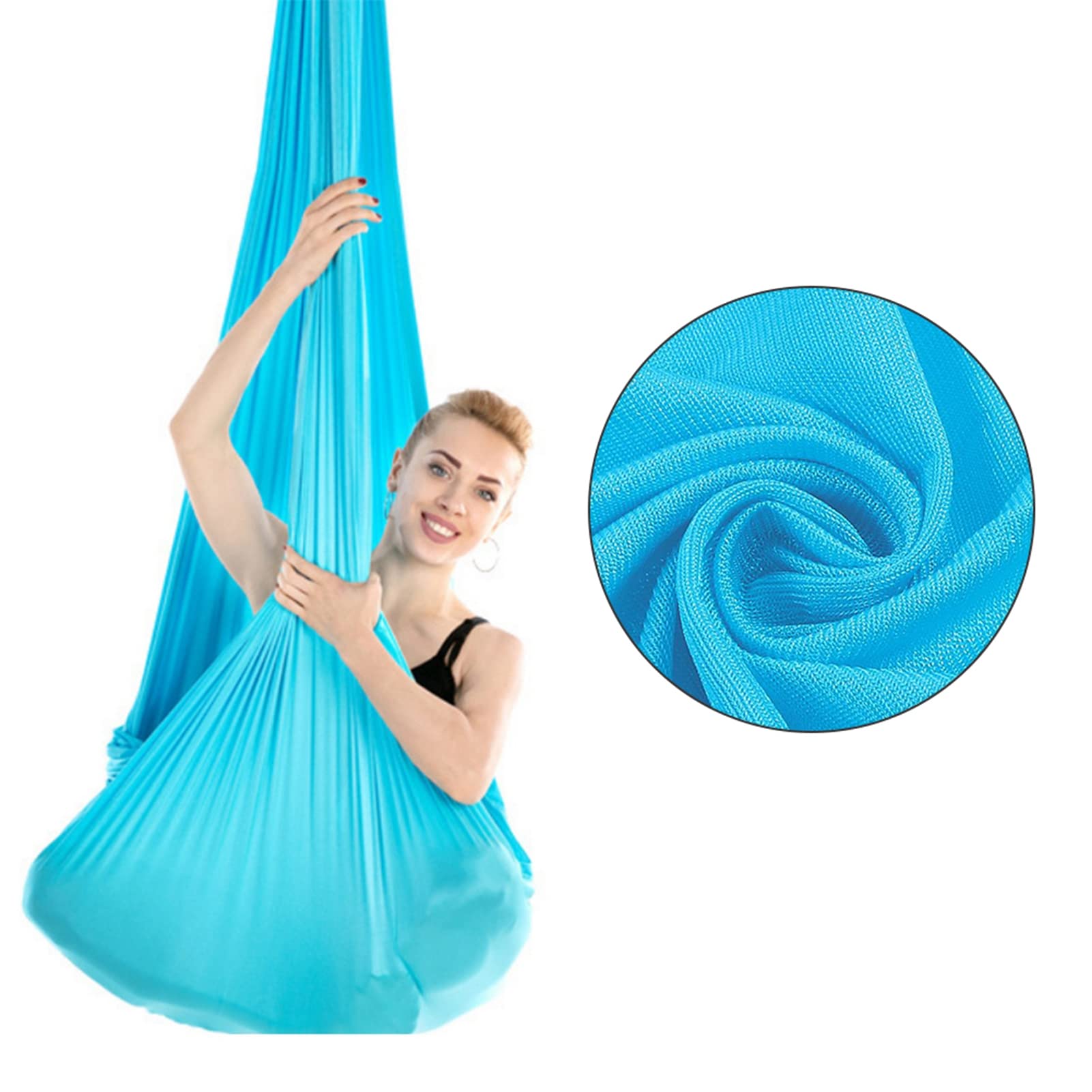 Aerial Yoga Hammock, 2.8x1m/9.2x3.3ft Durable Elastic 2.8M Pilates Swing Fitness Training Accessory Sky Blue Set Antigravity Inversion Exercises Improved Flexibility & Core Strength - Extension