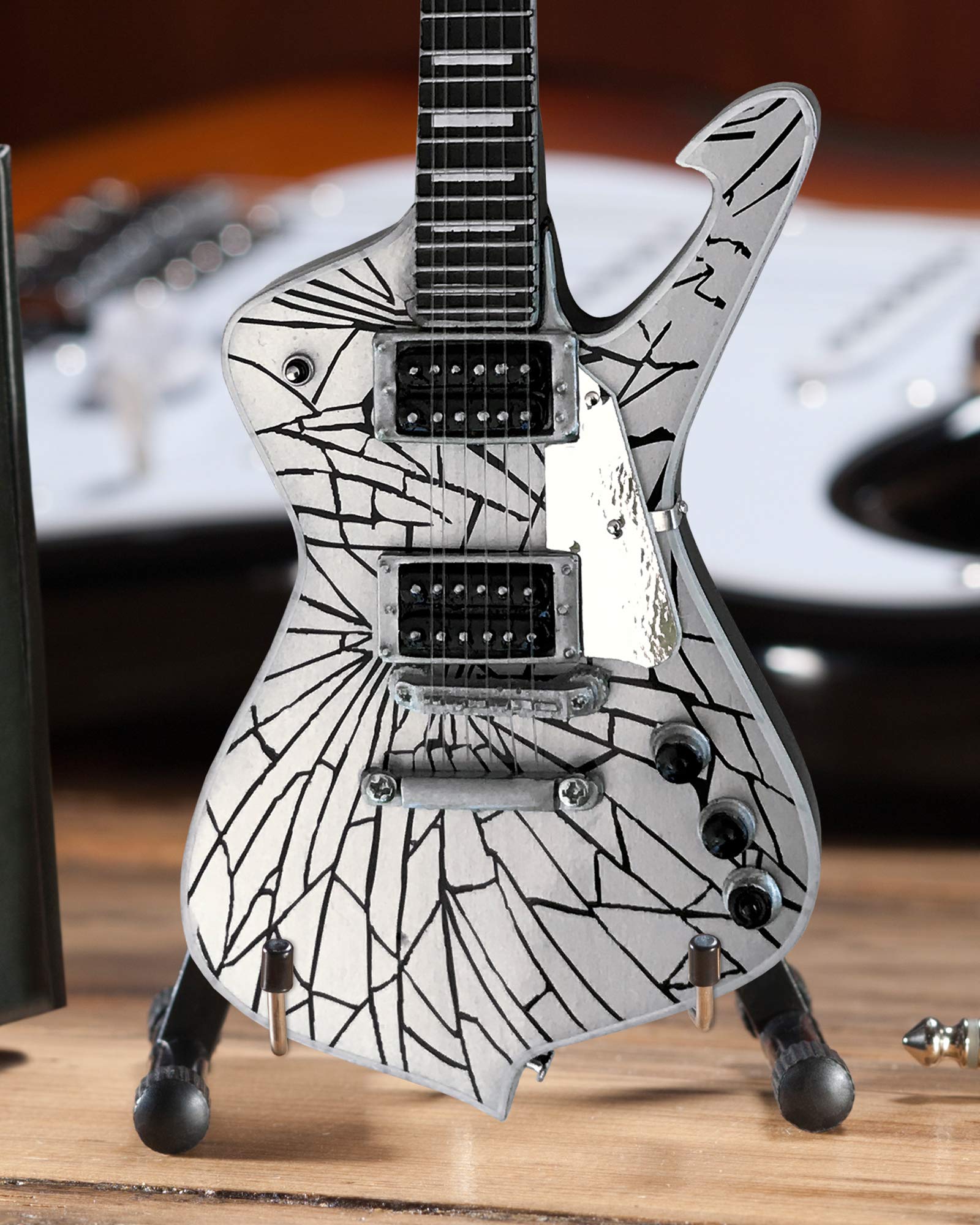 Fan Merch KISS Paul Stanley Replica Cracked Mirror Iceman Miniature Guitar Model Officially Licensed