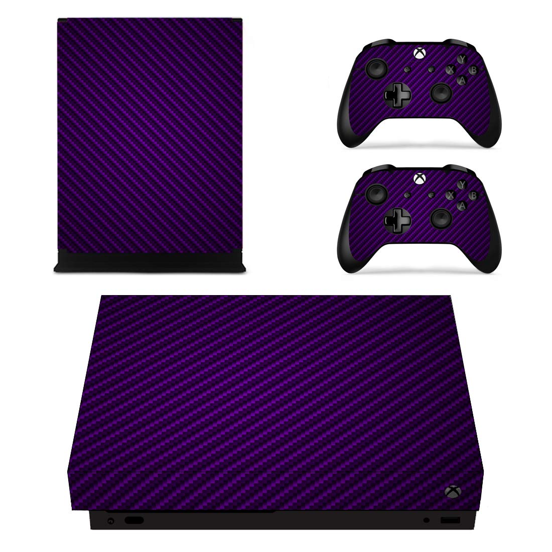 Adventure Games - Carbon Fiber, Purple Amethyst - Vinyl Console Skin Decal Sticker + 2 Controller Skins Set - Compatible with Xbox ONE X Video Game Console Systems