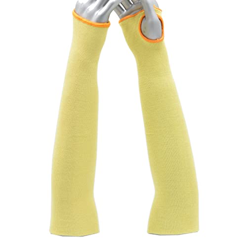 G & F 58123-6 100% Kevlar 18-Inch Cut Resistant Knit Sleeve with Thumb Hole, Yellow, Sold by 6-piece pack