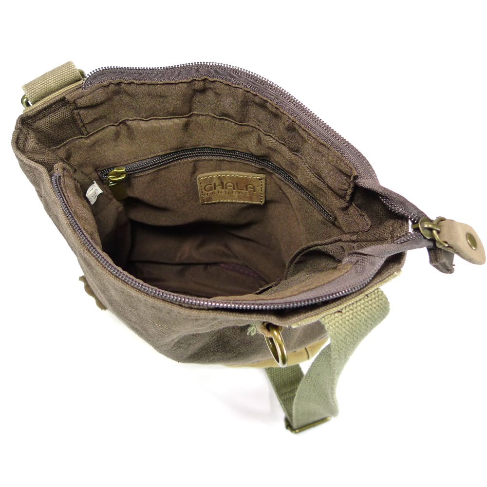 CHALA Handbags Brown/Olive Canvas Patch Cross-body Messenger Bags with 2020 new coin purse (Dark Brown_ Daisy)