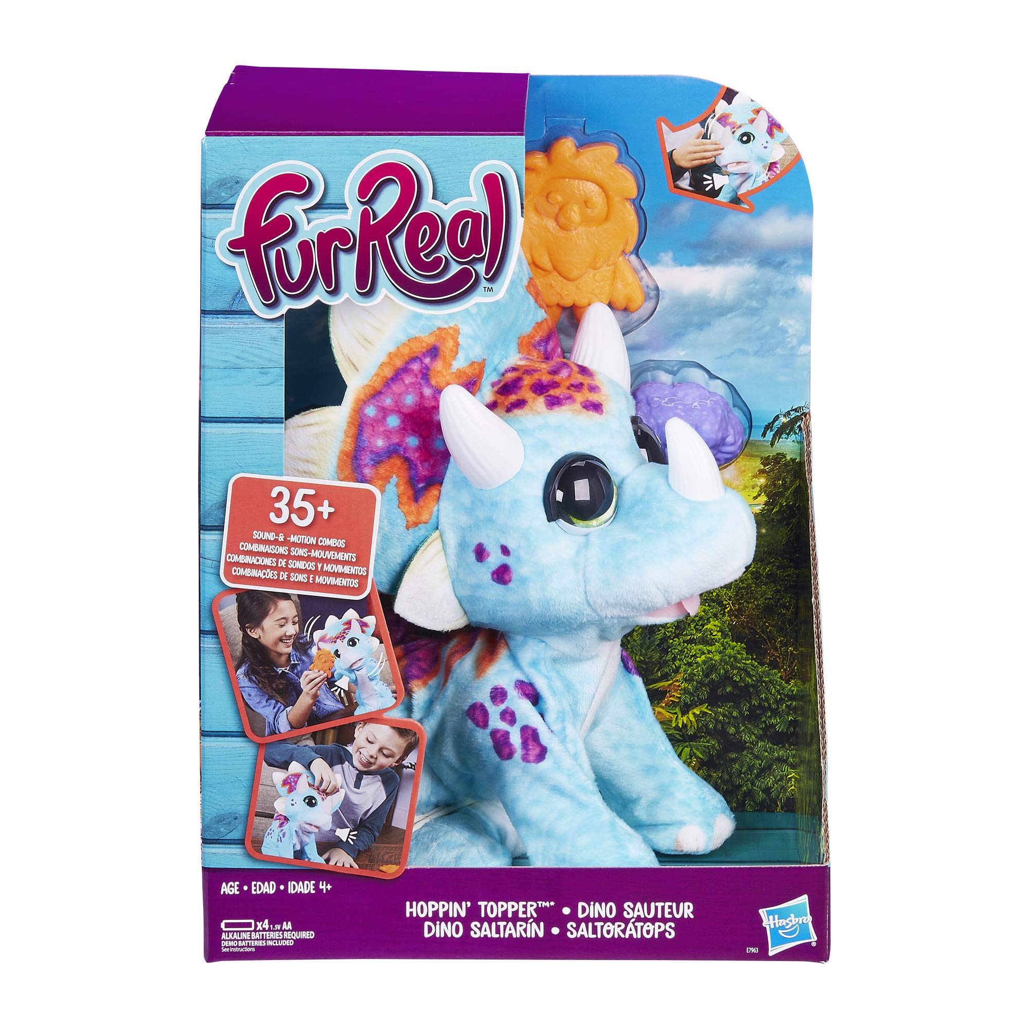 FurReal Hoppin’ Topper Interactive Dinosaur Plush Pet Toy, 35+ Sound-&-Motion Combinations, Ages 4 & Up