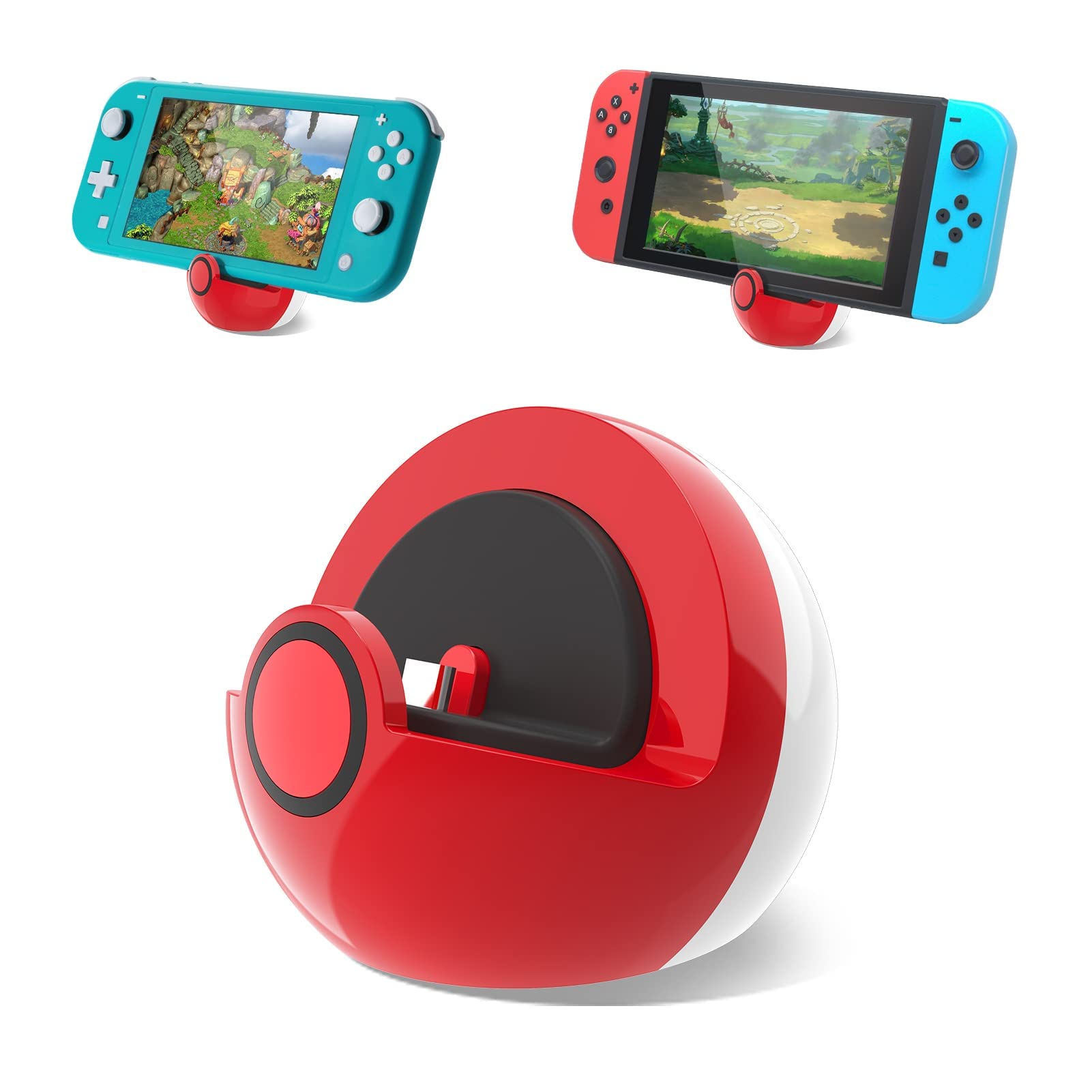 Antank Charging Dock Compatible with Nintendo Switch and Switch Lite, no Projection Charging Stand, Mini Portable Docking Station Easy for Travel Red & White