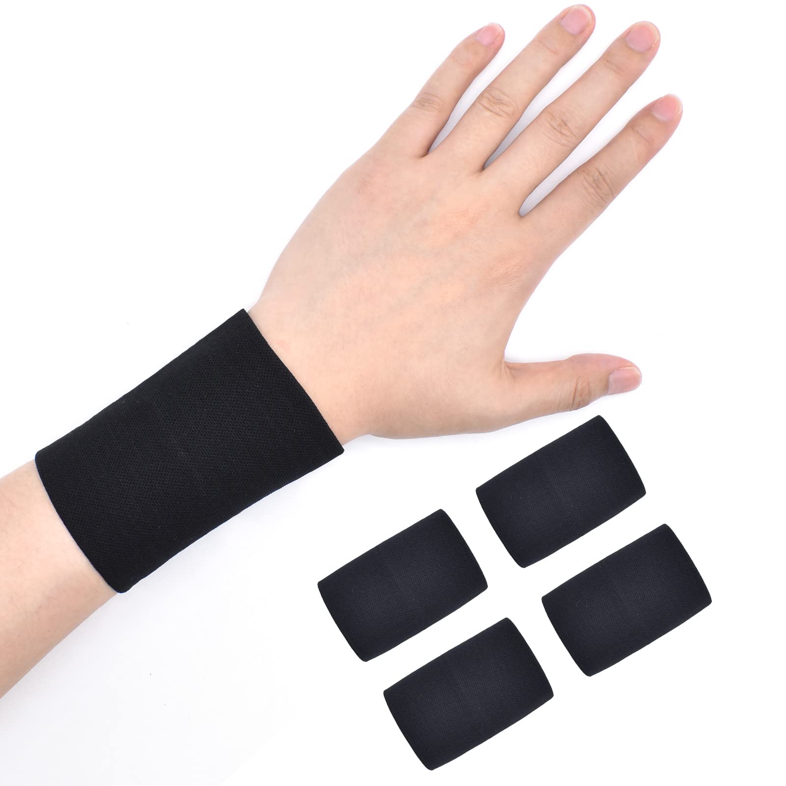 ATENTO 4 PCS Compression Wrist Sleeve | Compression Wrist Brace | Wrist Support Elastic Wristbands Sleeves | Improve and Recovery for Wrist Swelling, Soreness, Tendonitis, Carpal Tunnel and Sprained for Men and Women Sports (Medium, black)
