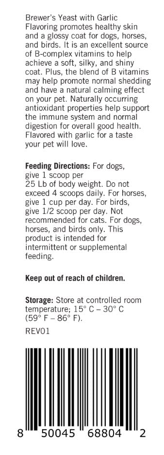 Brewer's Yeast Powder for Dogs - Garlic Flavoring, Vitamin B, Natural B-Complex, Niacin & Healthy Skin & Coat (5 Pounds)