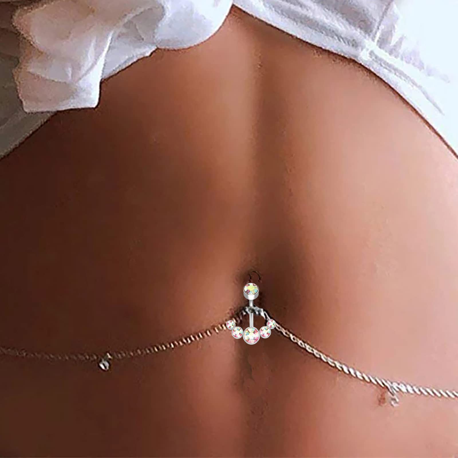 Aezlhjya Waist Body Chain Dangle Belly Button Ring Body Chains Beach Waist Jewelry for Women (Body C-B2)