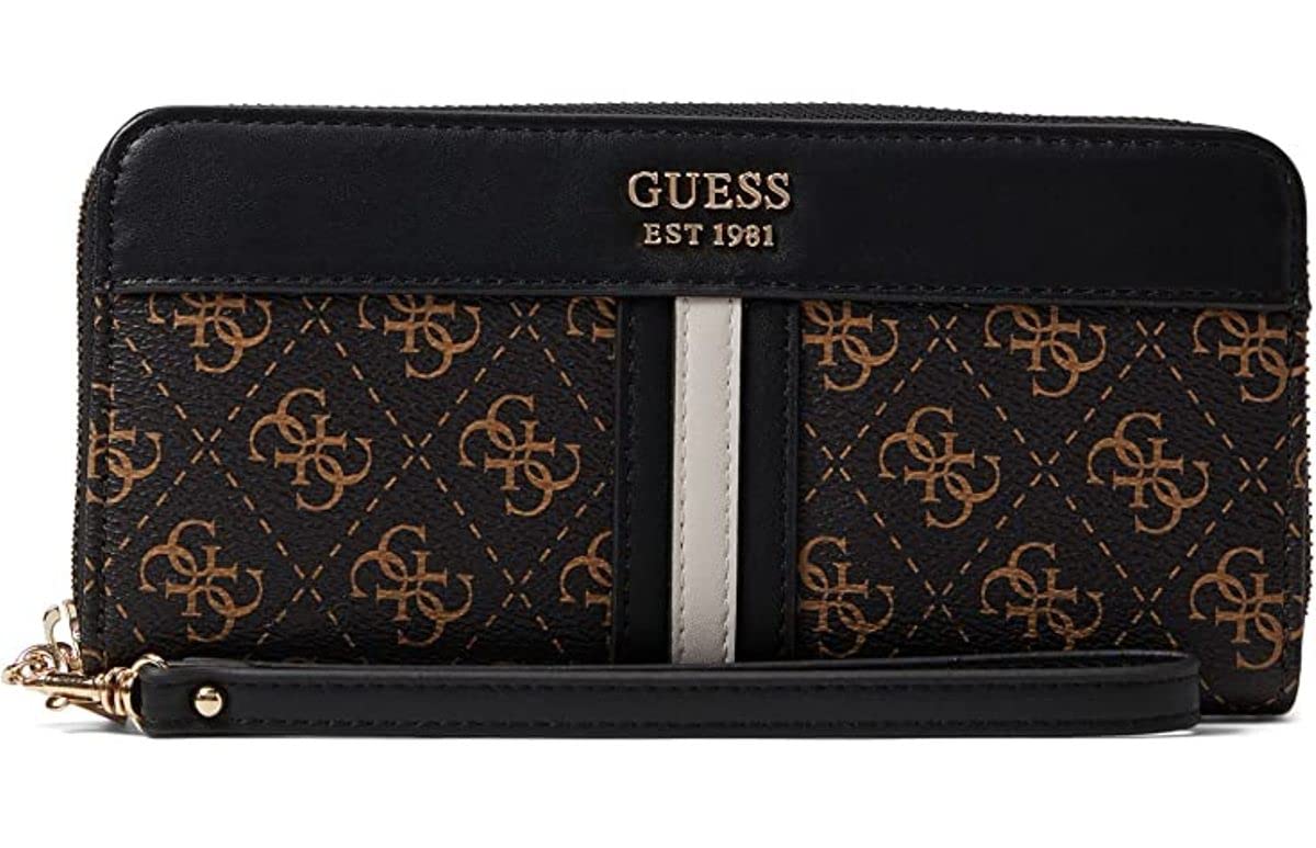 GUESS Noelle Large Zip Around Wallet Brown Multi One Size