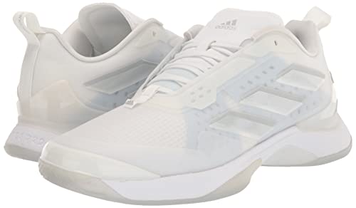 adidas Women's Avacourt Tennis Shoe, White/White/Silver Metallic, 9