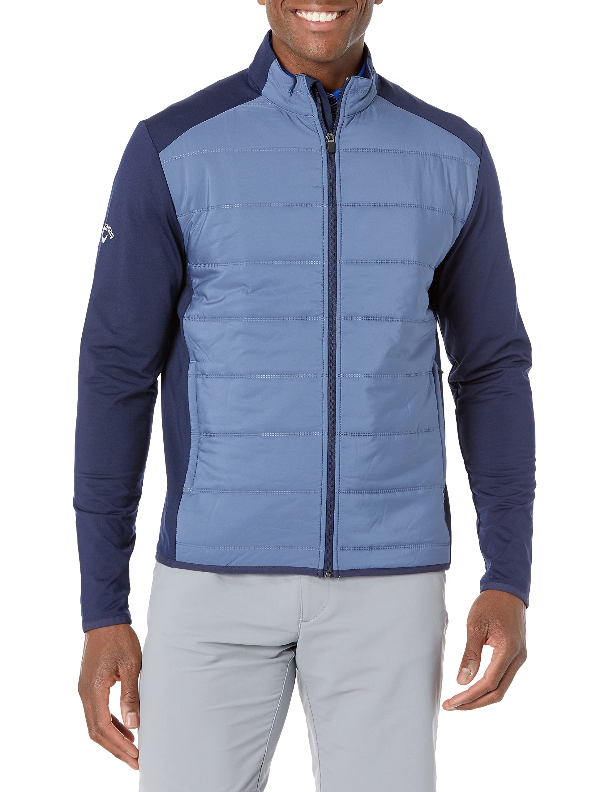 Callaway Men's Basics Long Sleeve Ultrasonic Quilted Full Zip Jacket, Black, Small