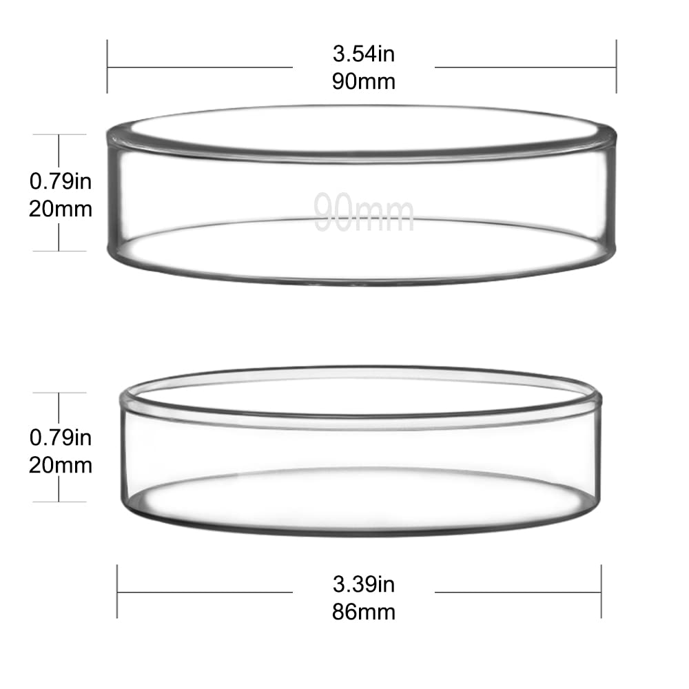 Autoclavable Borosilicate Glass Autoclavable Petri Culture Dishes 90x20mm with Clear Lid for Laboratory(10-Pack)