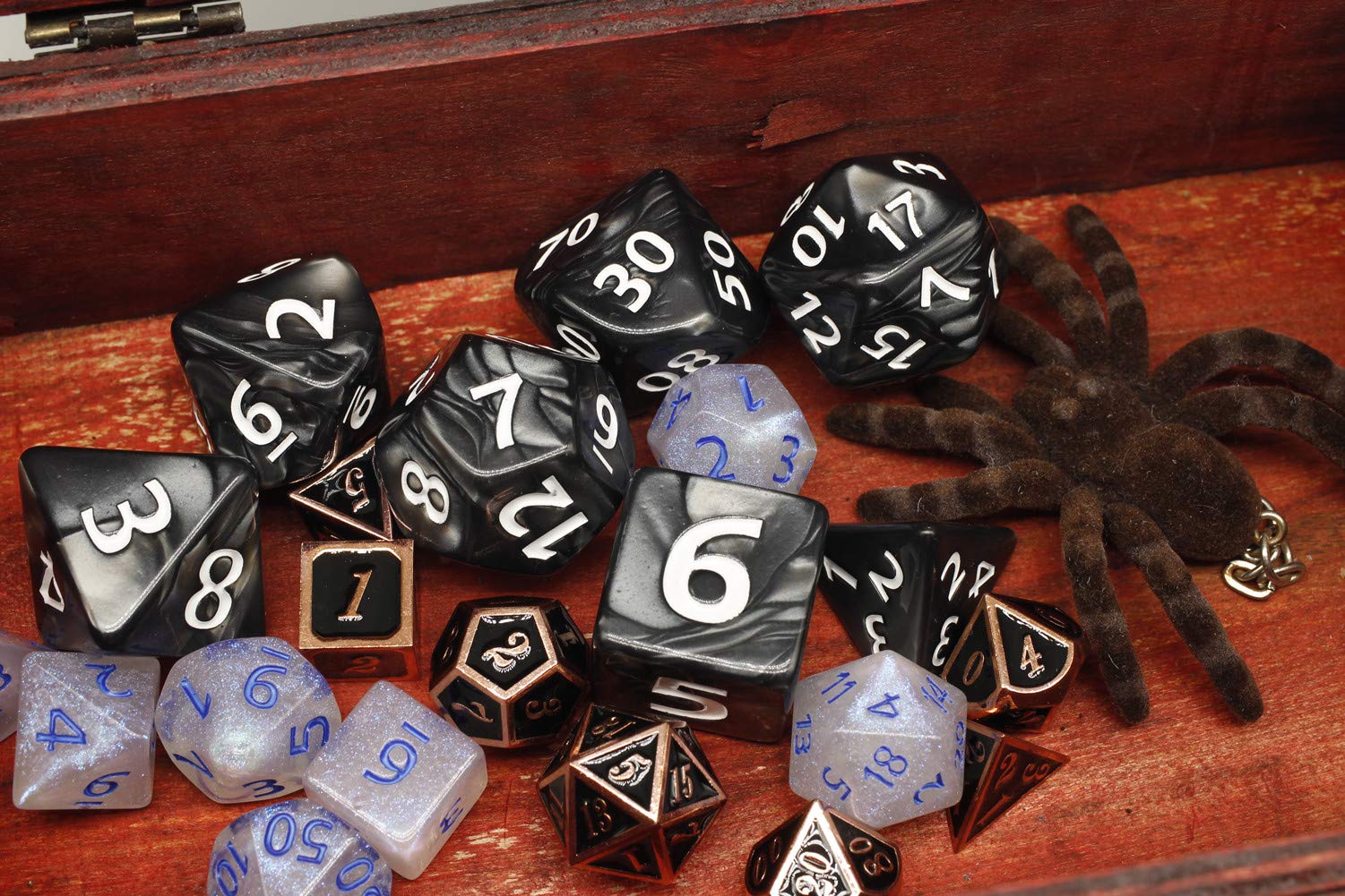 Dice- DND Dice Set 25mm RPG Dice for Dungeons and Dragons D&D Pathfinder MTG Role Playing Dice Giant Black Polyhedral Dice with Dice Bag