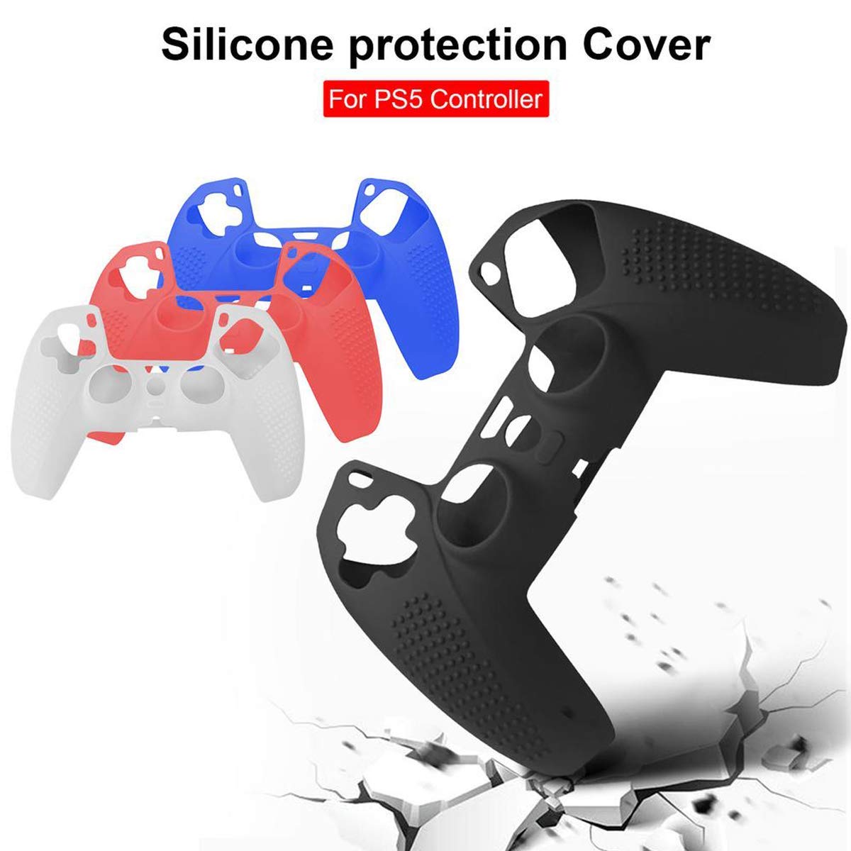 Anti-Slip Grip Skin Silicone Case Cover for PS5 Gamepad, Skin-Friendly Soft Protection Case Cover for PS5 Controller,Dustproof Durable Controller Grip Protector Ant (Black)