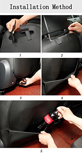 ZZ Lighting Car Kick Mats Seat Back Protectors Kick and Stain Protection for Children Or Adult with Pocket Universal Size(2 Pack,Beige)
