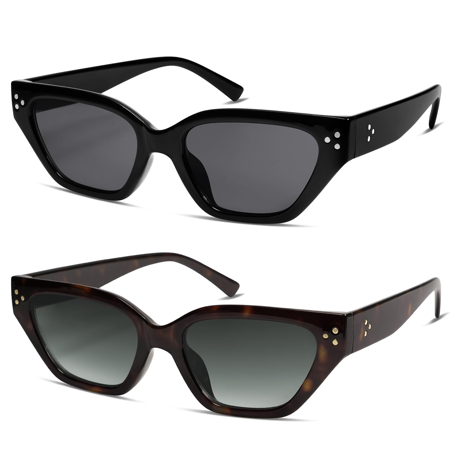 Allarallvr Rectangle Cat Eye Thin Sunglasses for Women 90s Retro Trendy Y2K Aesthetic Vintage Square Small Shades AR82152