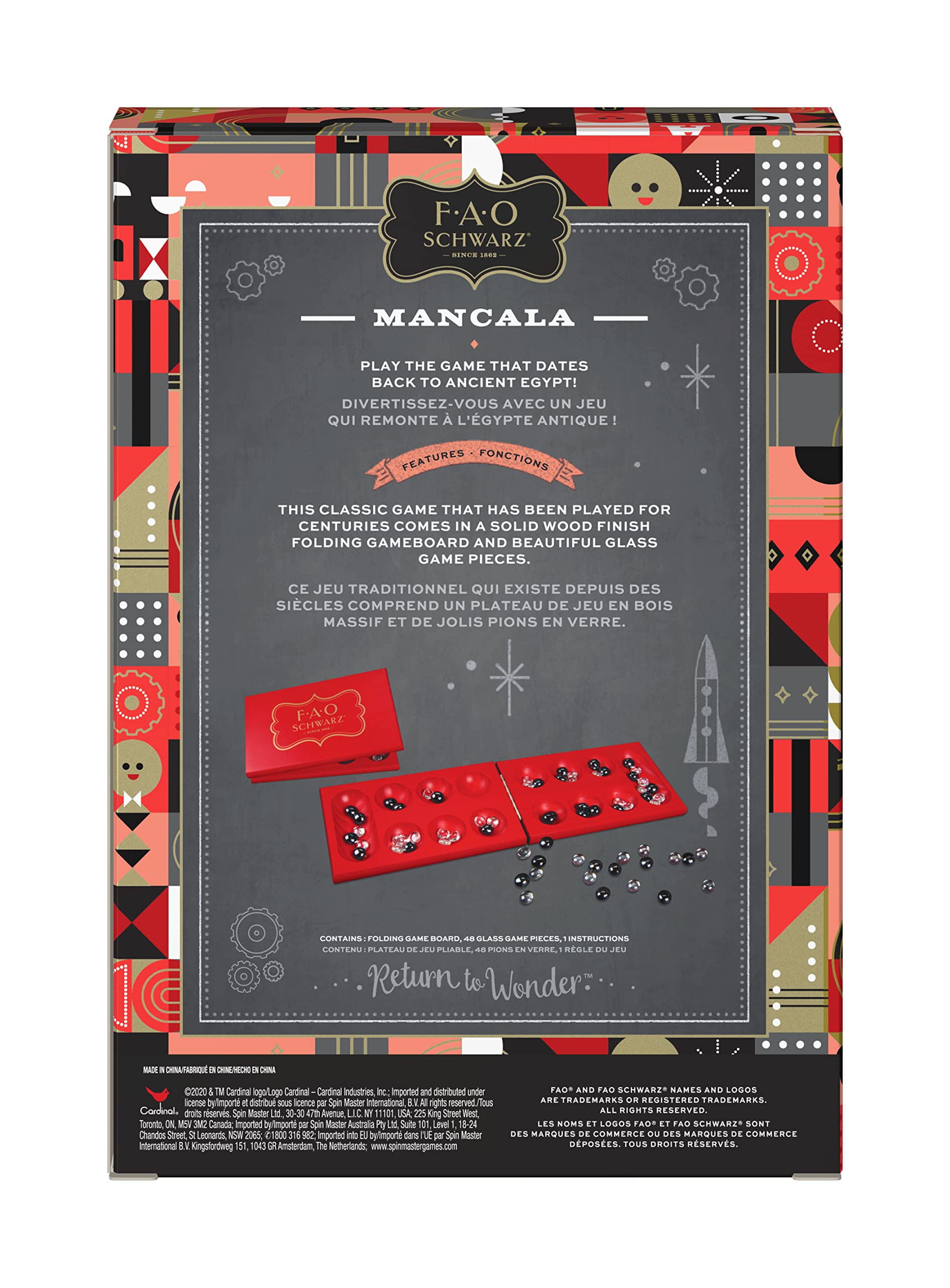FAO Schwarz Mancala Game with Folding Wood Board, Strategy Game, for Adults and Kids Ages 6 and up
