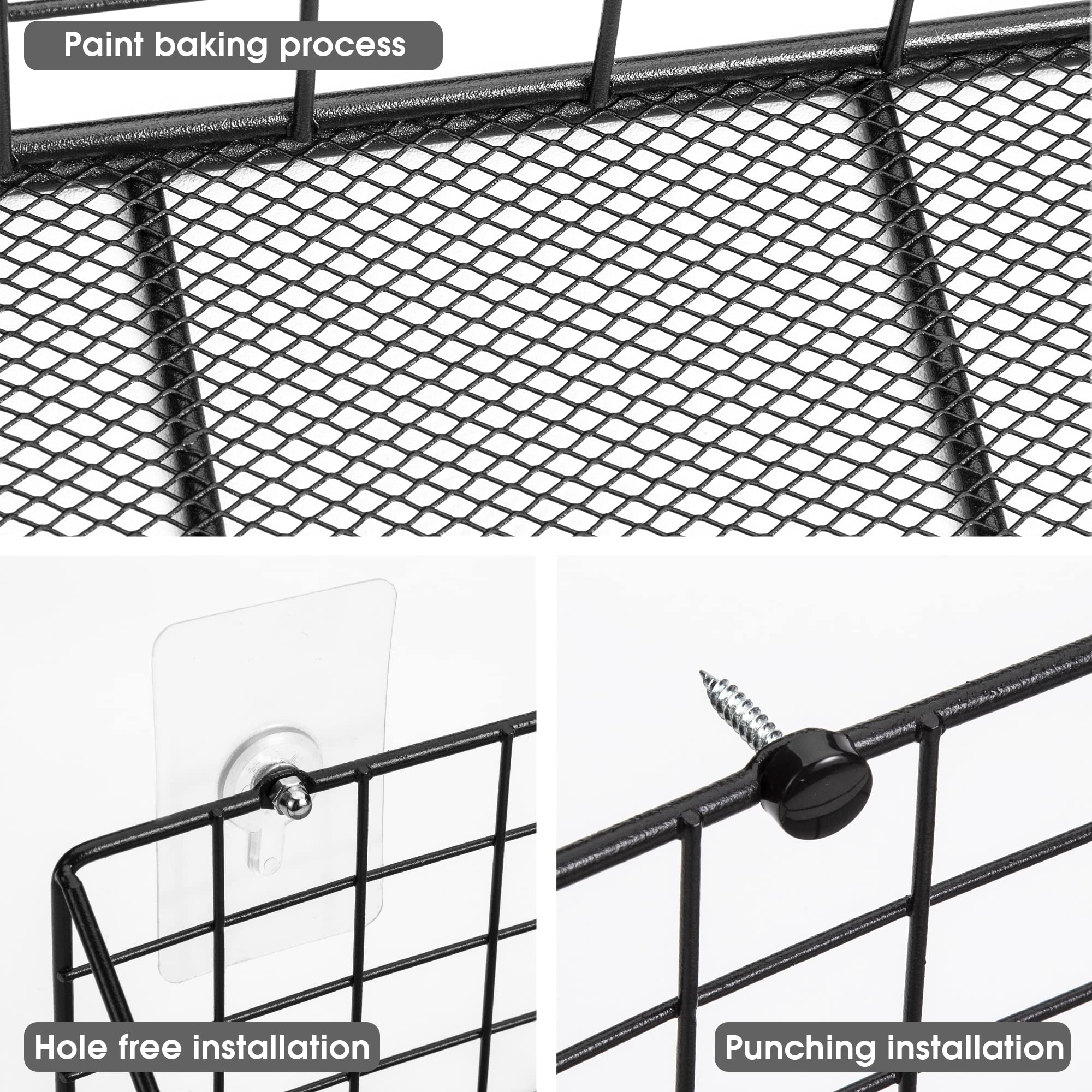 ROFAY Floating Shelves Set of 3, Wall Mounted Storage Rack Shelves for Bedroom, Living Room, Bathroom, Kitchen, Office and More - Carbonized Black