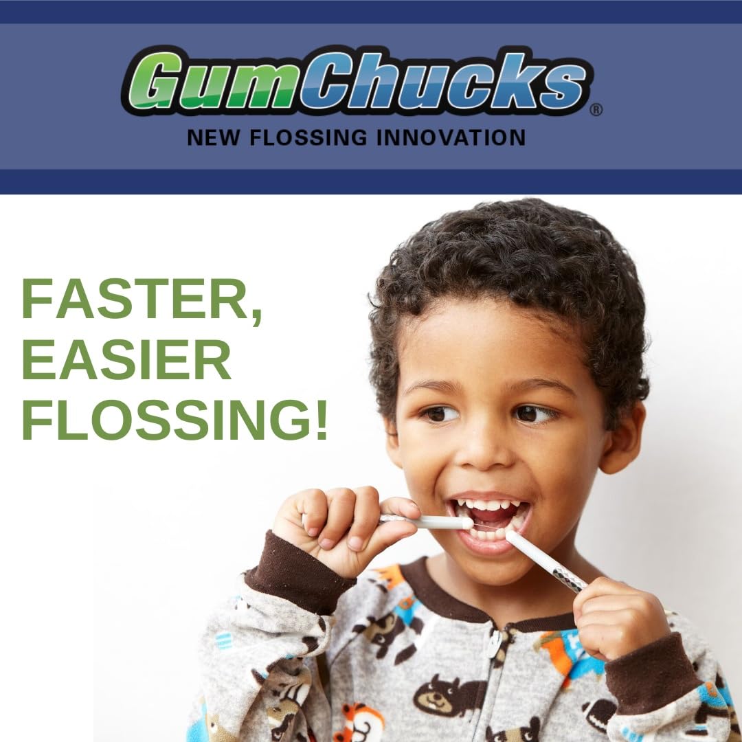 GumChucks Orthodontic Flossers Dental Floss - Floss for Braces - Brace Floss Picks - Gum Flossing Picks - Ortho Dental Flossers (Adult Starter Pack)