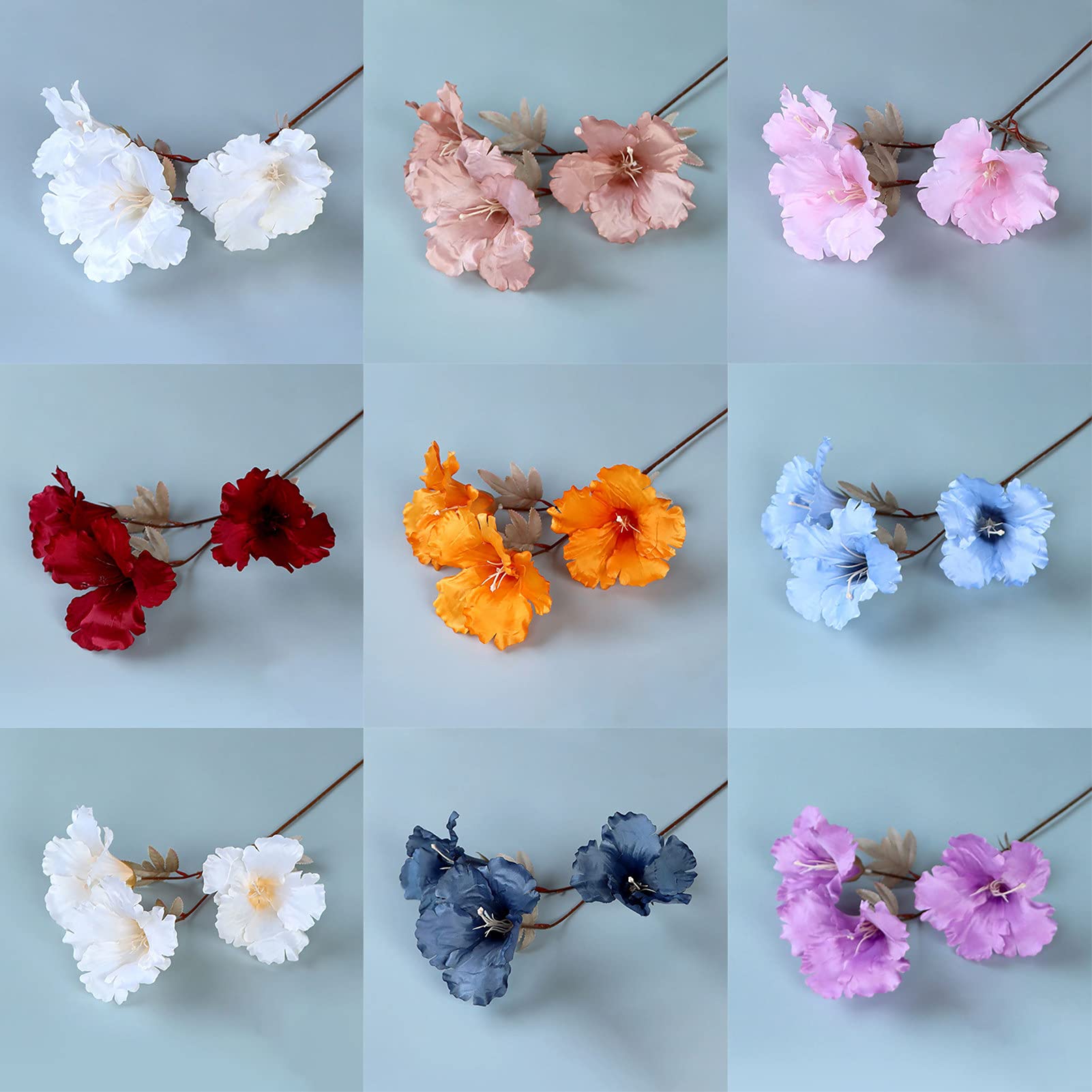 Galand Artificial Flowers,1 Bouquet Artificial Flower 3 Heads Realistic Faux Silk Flower Hibiscus Blossom Simulation Flower for Garden - White