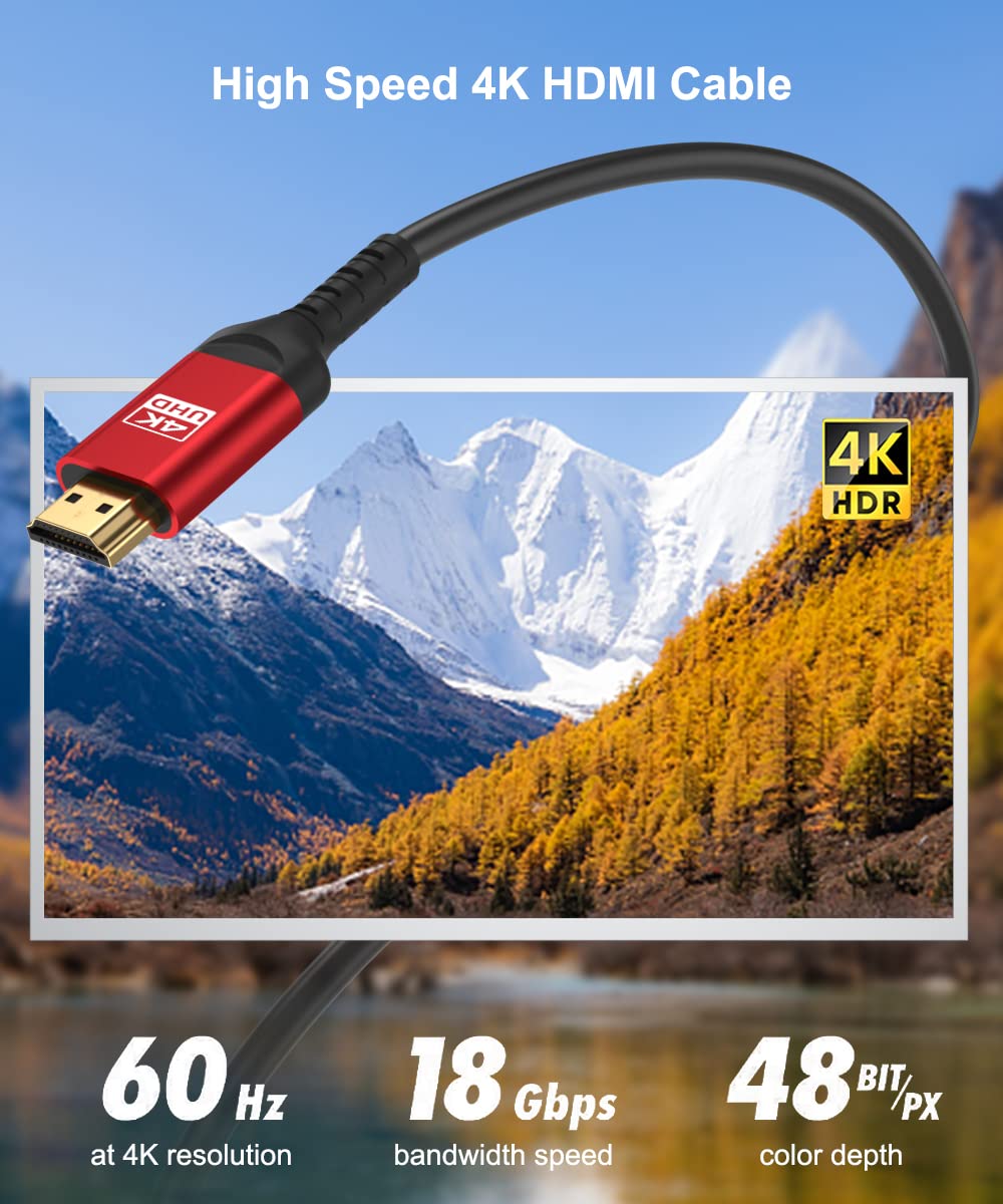 ALLEASA 50FT 4K HDMI Cable, High Speed with HDR10 & HDCP2.2, CL3 Rated for in-Wall Installation, Compatible with Roku TV, Laptop, PC, HDTV, Gaming Consoles
