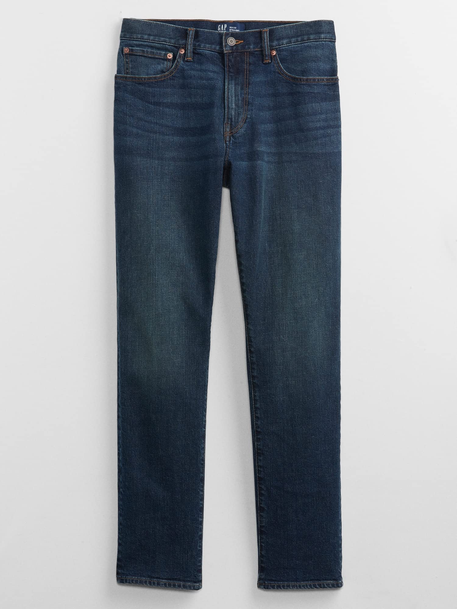 GAP Mens Straight Taper Fit Jeans, Dark Wash Indigo, 34W x 32L US
