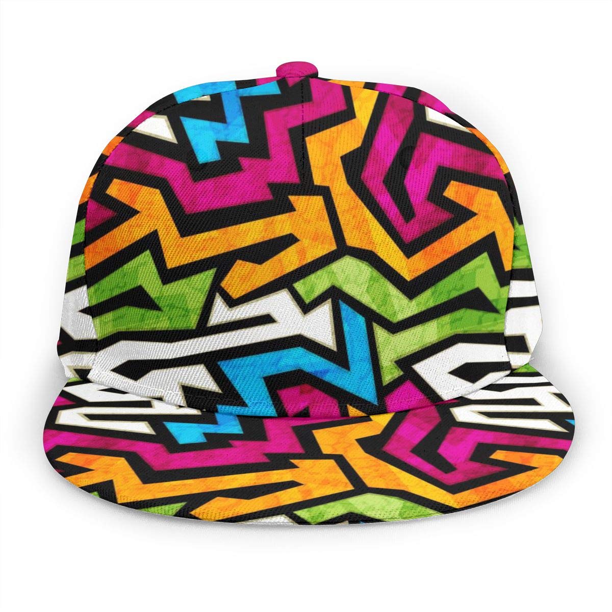 antkondnm Colored Graffiti Snapback Hat Unisex Trucker Hat Hip Hop Plaid Flat Bill Brim Adjustable Baseball Cap