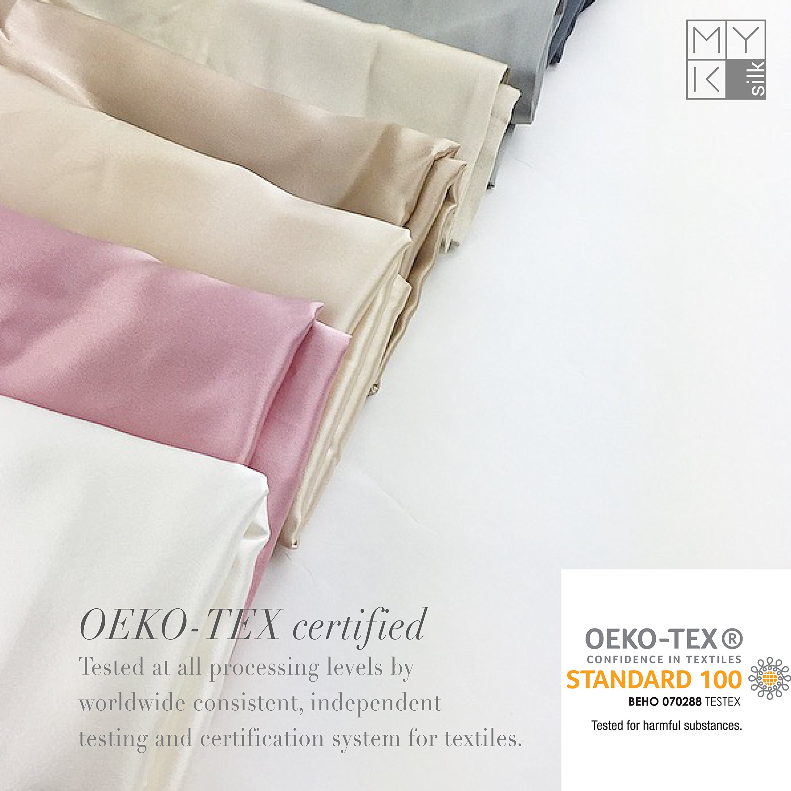 MYK 100% Pure Natural Mulberry Silk Pillowcase, 19 Momme with Cotton Underside for Sensitive Skin, Travel Size (12"x19"), Light Blue