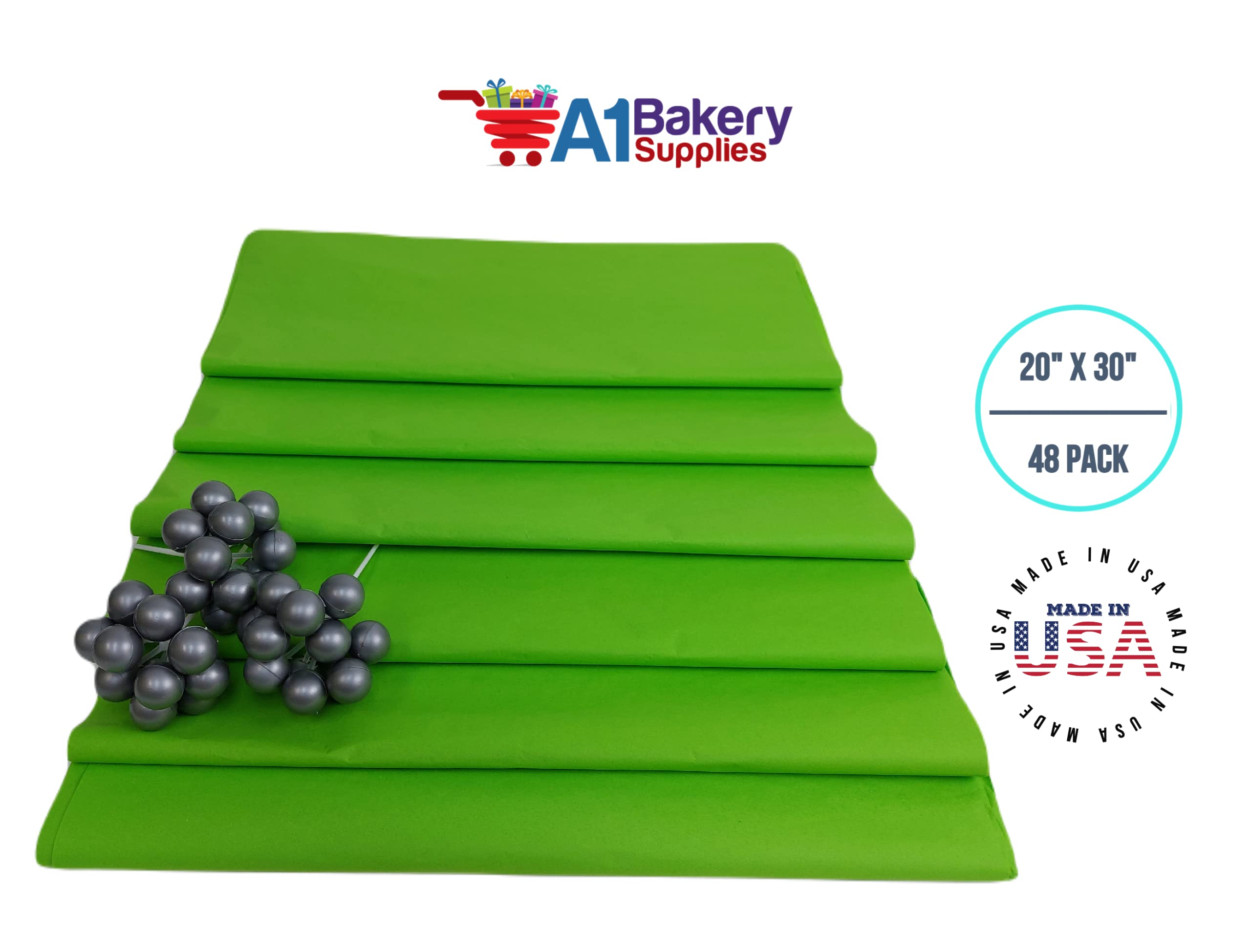 Bright Lime Tissue paper 20 x 30 Color Tissue paper 48 Pack Premium Quality Gift Wrap Tissue paper A1BakerySupplies