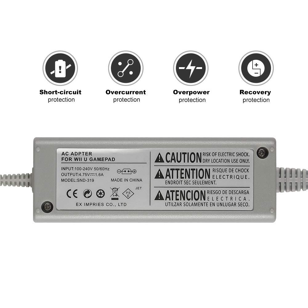 Charger for Nintendo Wii U Gamepad, Replacement Power Supply AC Adapter Wall Charger for Nintendo Wii U Gamepad Controller