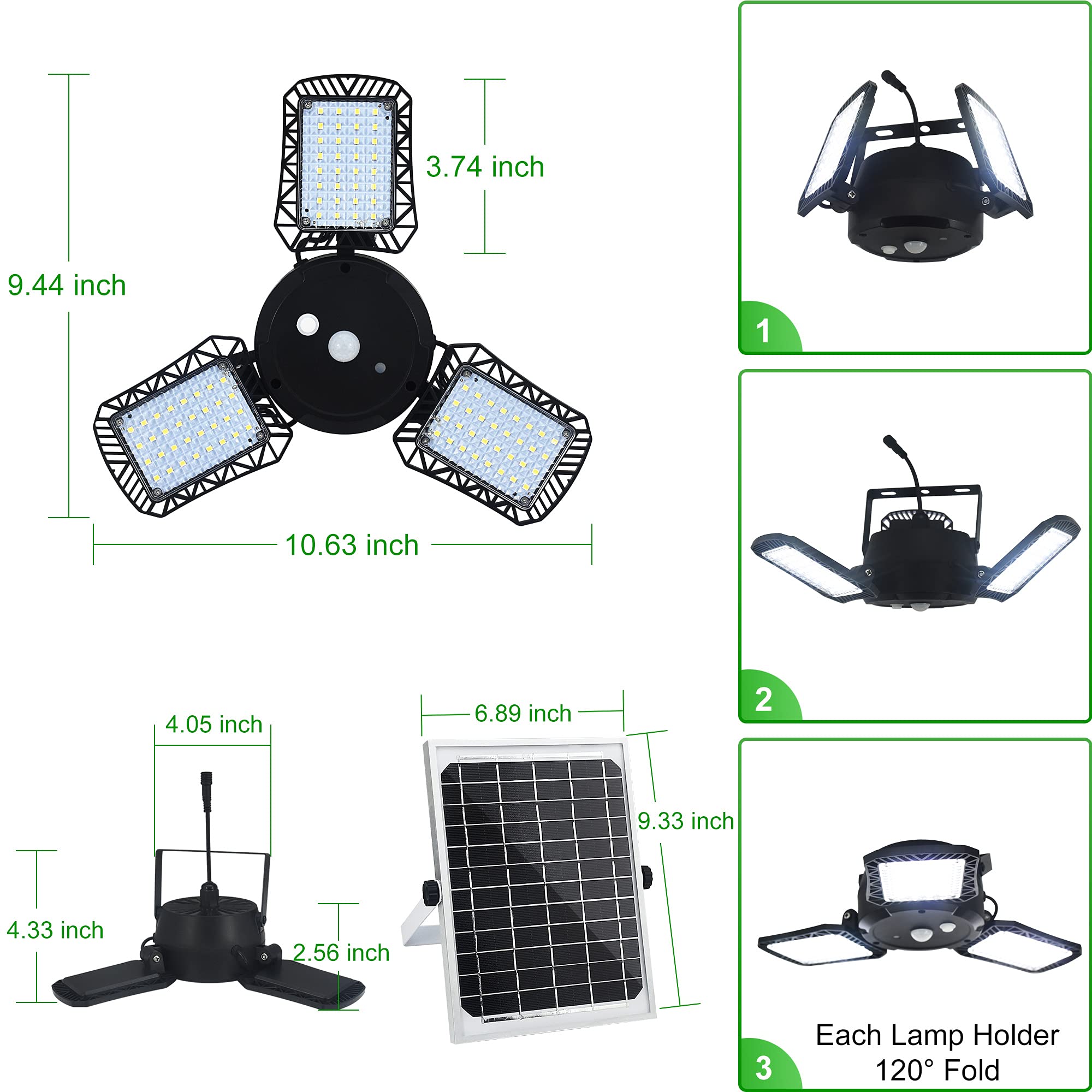 CYHKEE Solar Pendant Lights Outdoor Waterproof 4 Lighting Modes, 800LM Dusk to Dawn LED Dimmable Motion Sensor Hanging Solar Security Lights Remote Control with Pull String for Garden