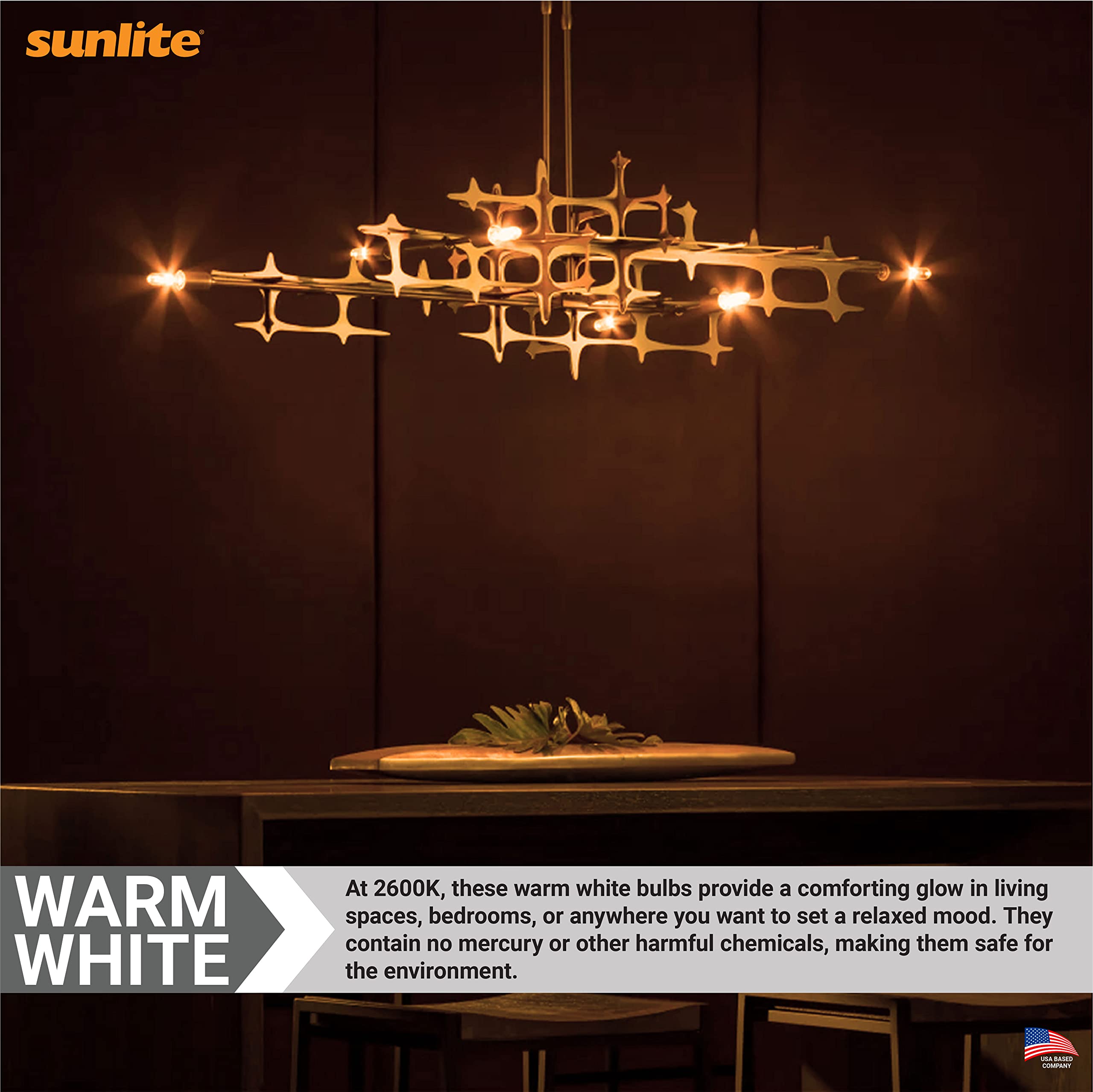 Sunlite 41717 Incandescent T4 Tubular Light Bulb, 15 Watts, 75 Lumens, Candelabra E12 Base, Dimmable, 2000 Hour Life Span, 2600K Warm White, 10 Count