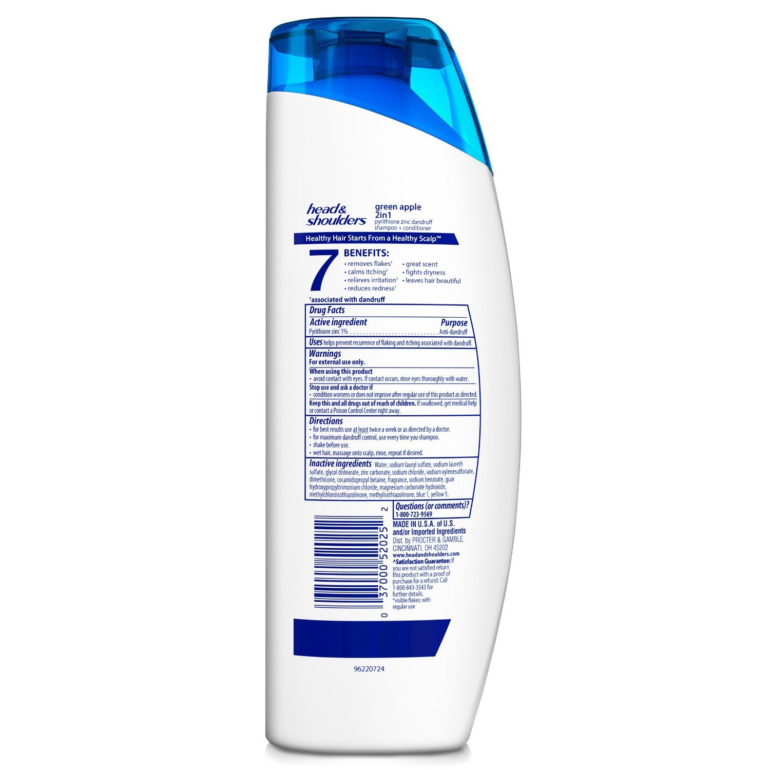 Head & Shoulders 2 in 1 Dandruff Shampoo + Conditioner, Green Apple 13.5 oz (Pack of 4)