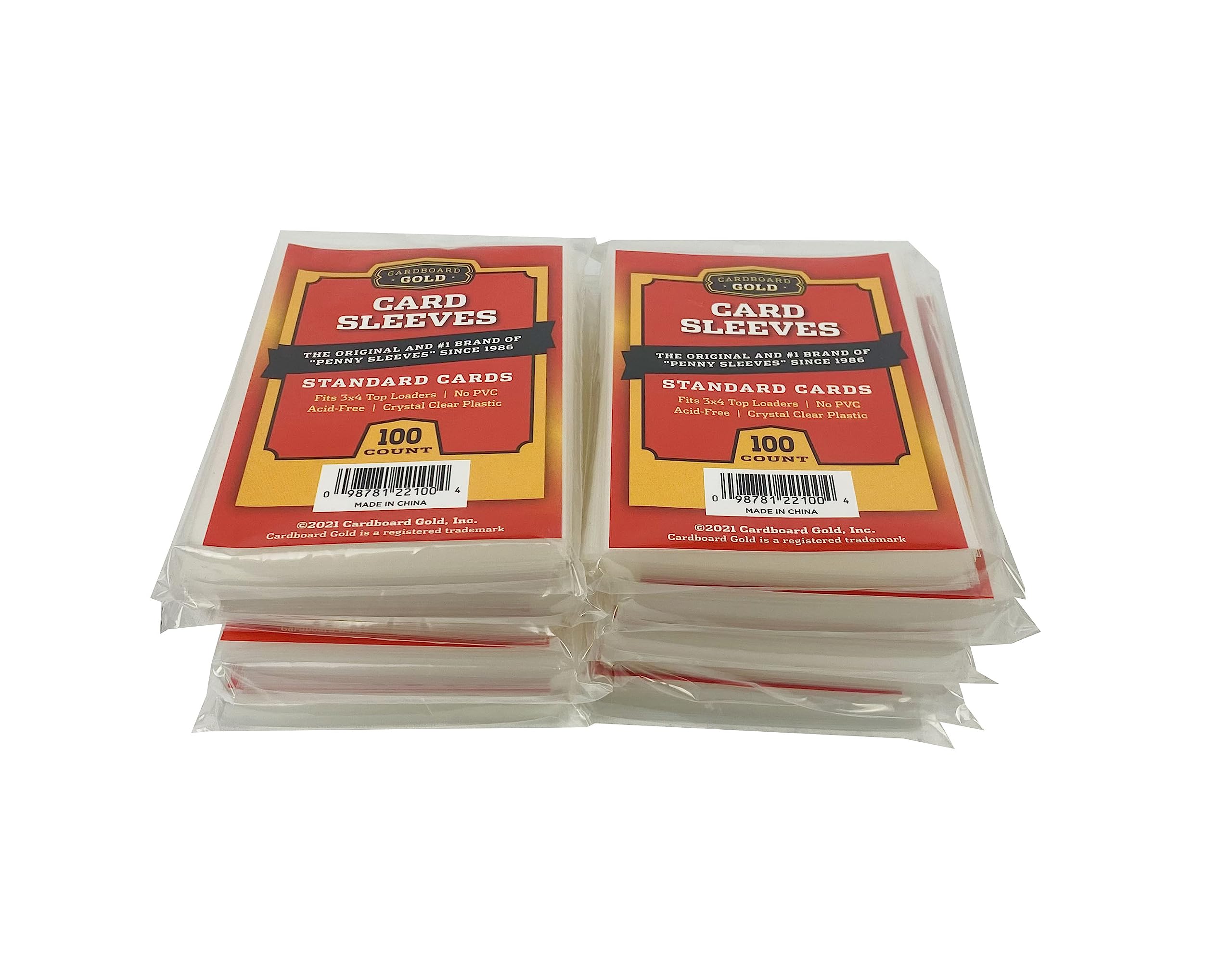 Cardboard Gold Penny Sleeves for Trading Cards - 1000 Count Card Protector Sleeves with Durable, Crystal-Clear Plastic for Baseball, Sports, Collector, Standard-Sized Cards 2-5/8โ x 3-5/8โ (67x94mm)