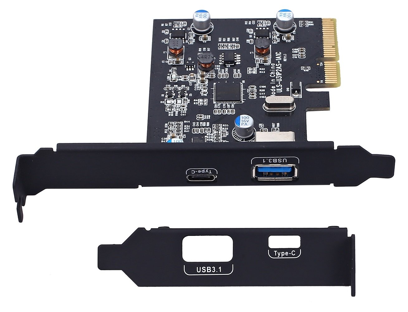 TOTOVIN PCI-E PCI Express to USB 3.1 Gen 2 (10 Gbps) Type A+Type C Expansion Card Asmedia Chipset for Windows 7/8/8.1/10/Linux Kernel (Type A+Type C)