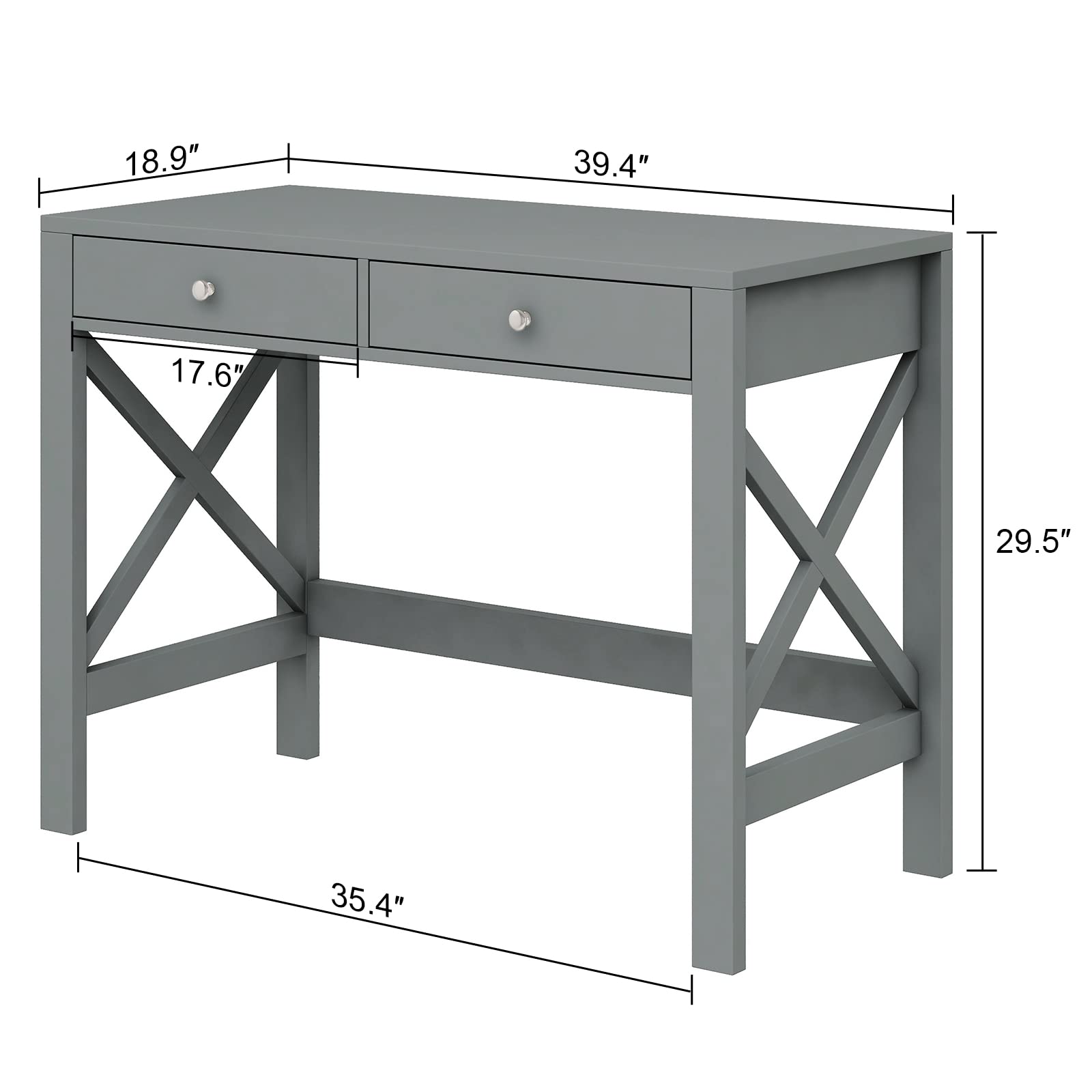 ChooChoo Home Office Desk Writing Computer Table Modern Design Desk with Drawers (Grey)