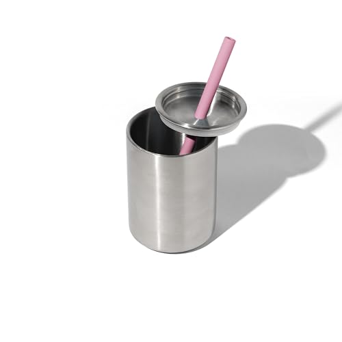 Avanchy 8oz Stainless Steel Baby Sippy Cup with Extra Silicone Lid. Spill-Proof Training Cup for Toddlers and Infants. Easy Grip and Leak-Proof Design - Pink