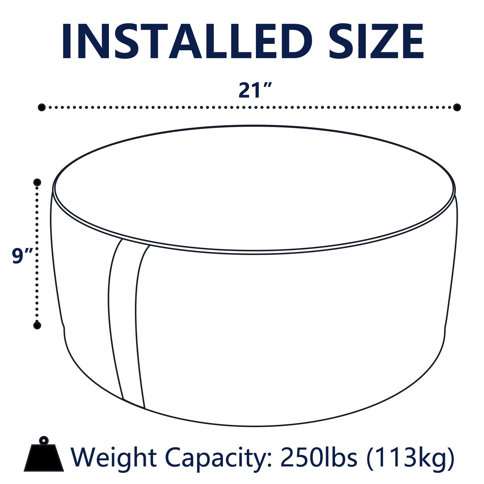 TWLEAR Indoor/Outdoor Inflatable Ottoman D21 x H9 inch, Round Footstool Inflatable Foot Rest Ottoman with Handle, Portable Ottoman Pouf for Patio, Garden, Camping, Home, Herringbone Black White