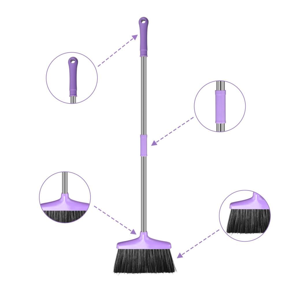 FGY Broom and Dustpan Set for Home, 36" Broom Dust Pan Set for Teen, Broom with Dustpan Combo Set for Home Kitchen Room Office Outdoor Indoor - 3L Capacity, 10" Great Edge
