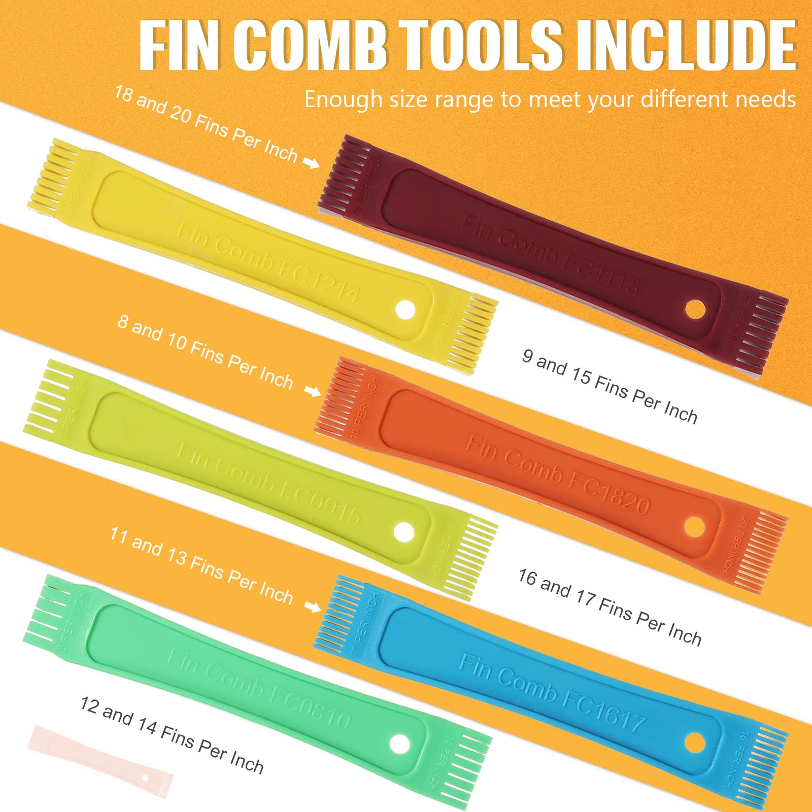 CHENGU Air Conditioner Cleaning Tools, 2 Pieces Fin Straightener Comb and Whisk Fin Comb Set for Condenser and Evaporator Coil Repair