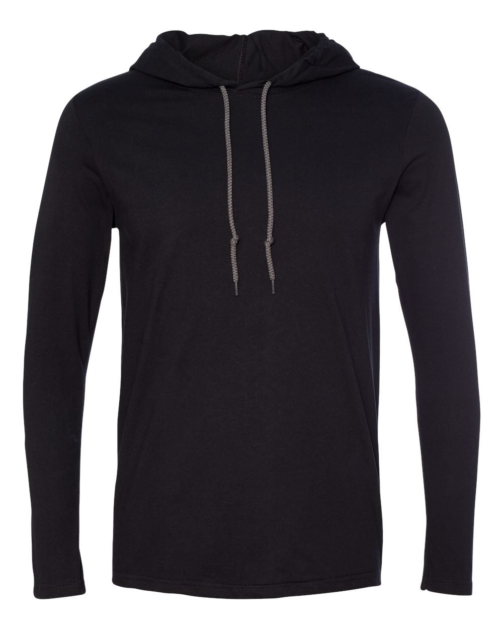 Anvil Lightweight Long-Sleeve Hooded T-Shirt (987AN)- BLACK/DARK GREY,XL