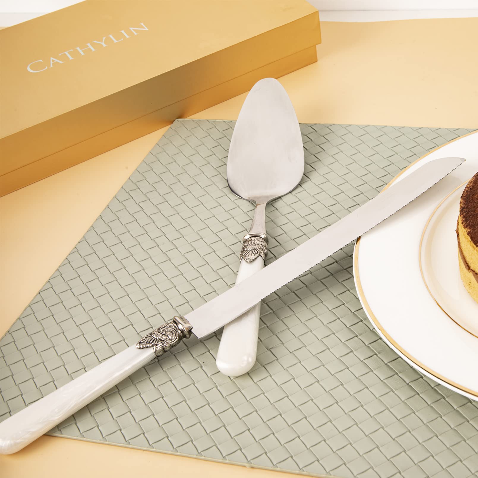 CATHYLIN 4-Piece Cheese Knives Set With Gift Box Stainless Steel Knife With Pearl Handle,Suitable For Parties And Festivalsfor Charcuterie Boards Accessories