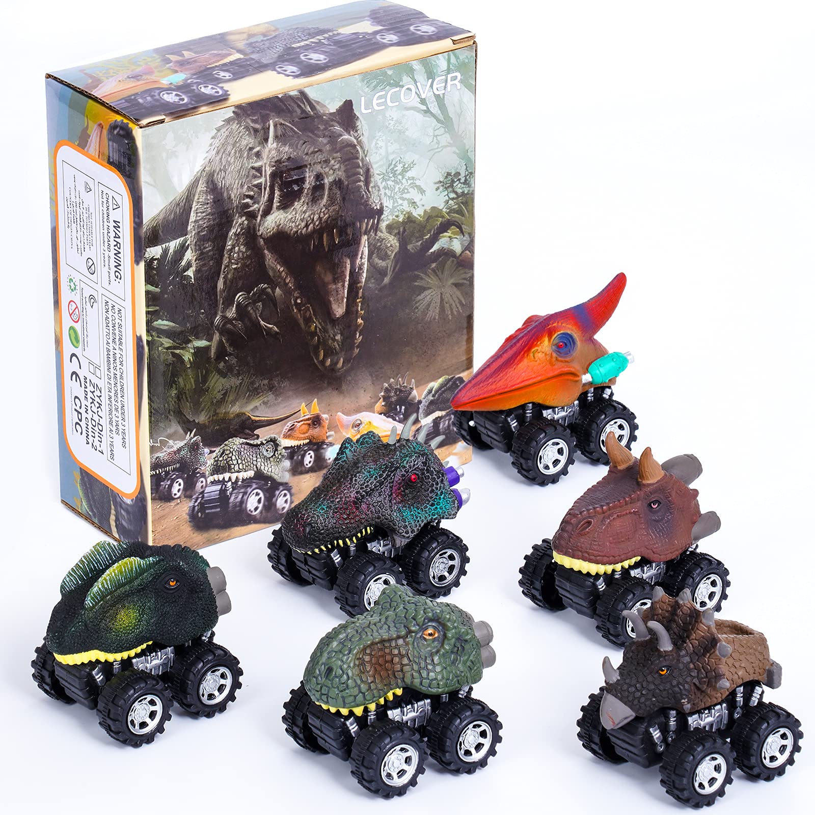 Dinosaures Toy Cars for Boys Girls, Pull Back Dinosaur Toys for Kids 3 to 12 Year Old Boys, 6 Pack Toddler Dino Car Toy Set for 3 4 5 6 7 8 9 Year Old Dino T-Rex Game for Boys Christmas Birthday Gifts