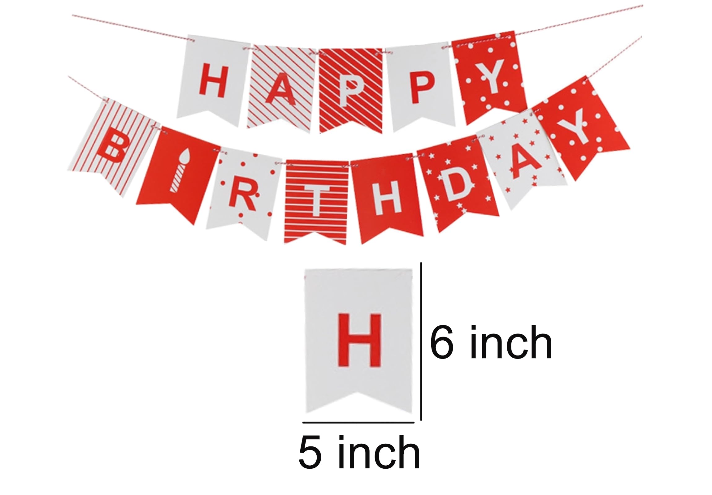 Birthday Banner Red White Happy Birthday Party Decorations Birthday Supplies