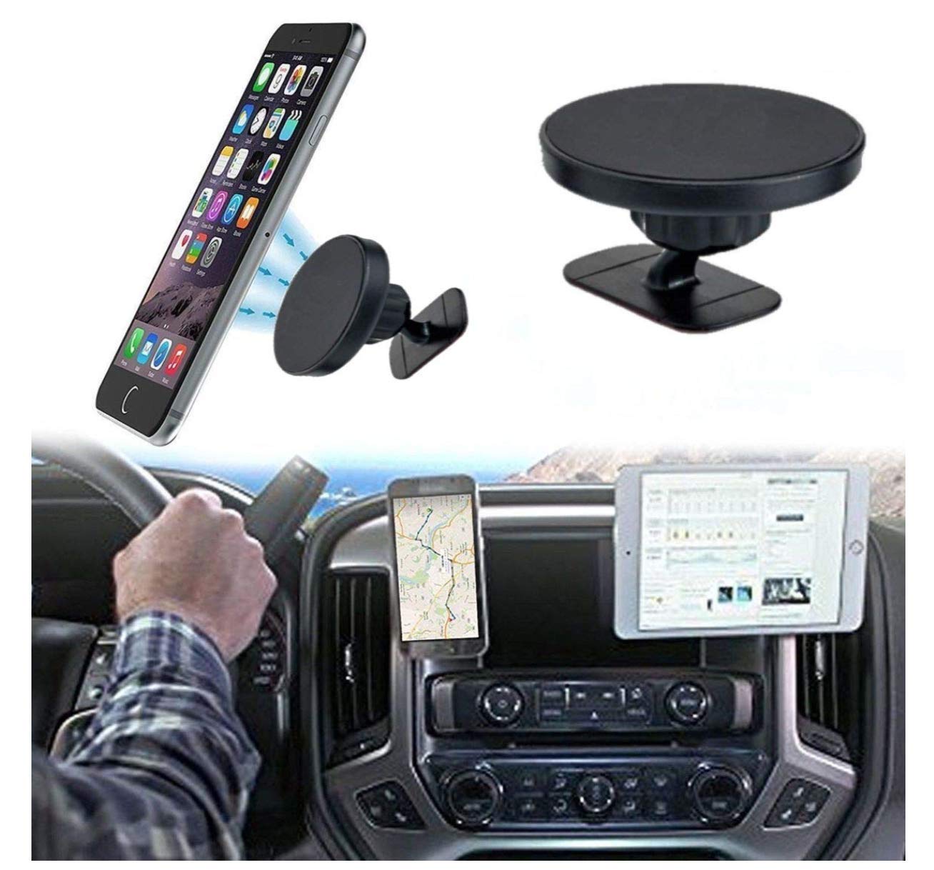 Nato Magna Mount Original [2 Pack] Universal Magnetic Cell Phone Mount for use on Any Cell Phones or Tablet - [ Super Strong Magnet ] [ VHB Auto Adhesive Mounting ] [ 360° Rotation ]