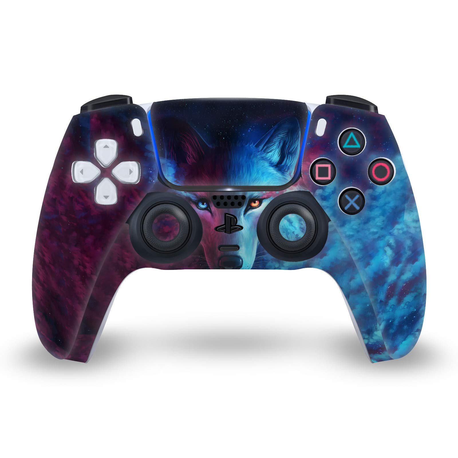 Head Case Designs Officially Licensed Jonas "JoJoesArt" JĂśdicke Wolf Galaxy Art Mix Vinyl Faceplate Sticker Gaming Skin Decal Cover Compatible With Sony PlayStation 5 PS5 DualSense Controller