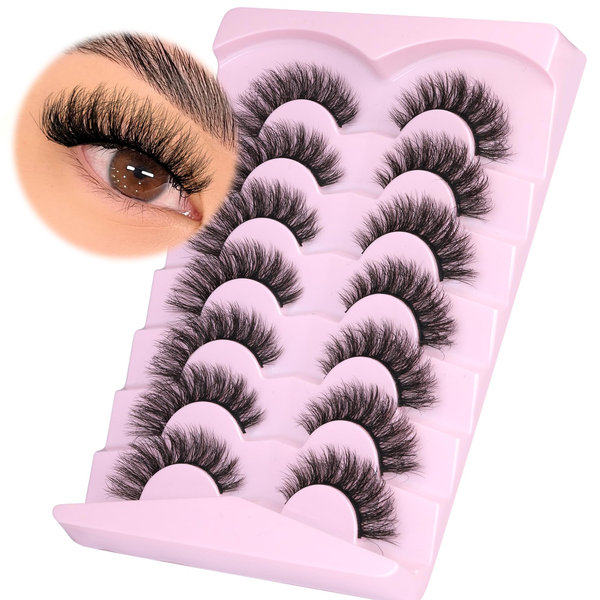 ALPHONSE Lashes Fluffy 3D Faux Mink Eyelashes 15MM Cat Eye Lashes Natural Look Wispy Strip False Lashes Pack